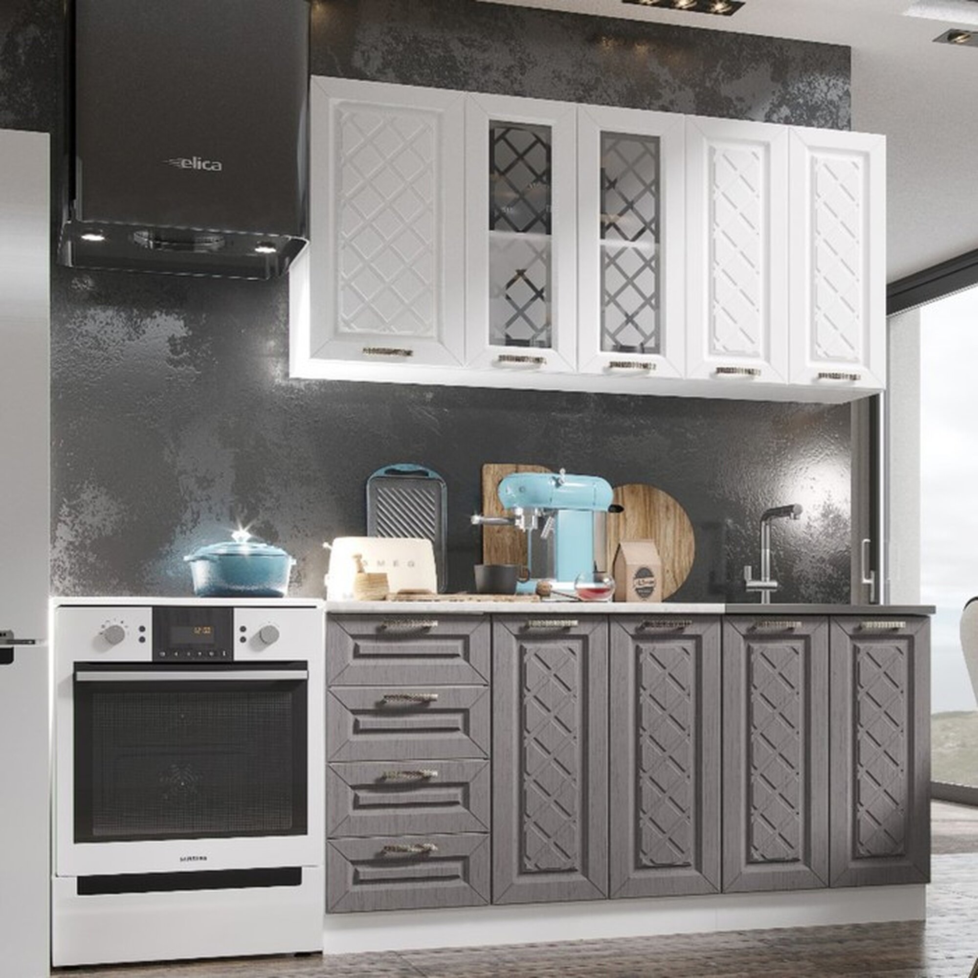 Кухня Сима-ленд "Агава", 1600x600 см, МДФ, ЛДСП, роликовые направляющие