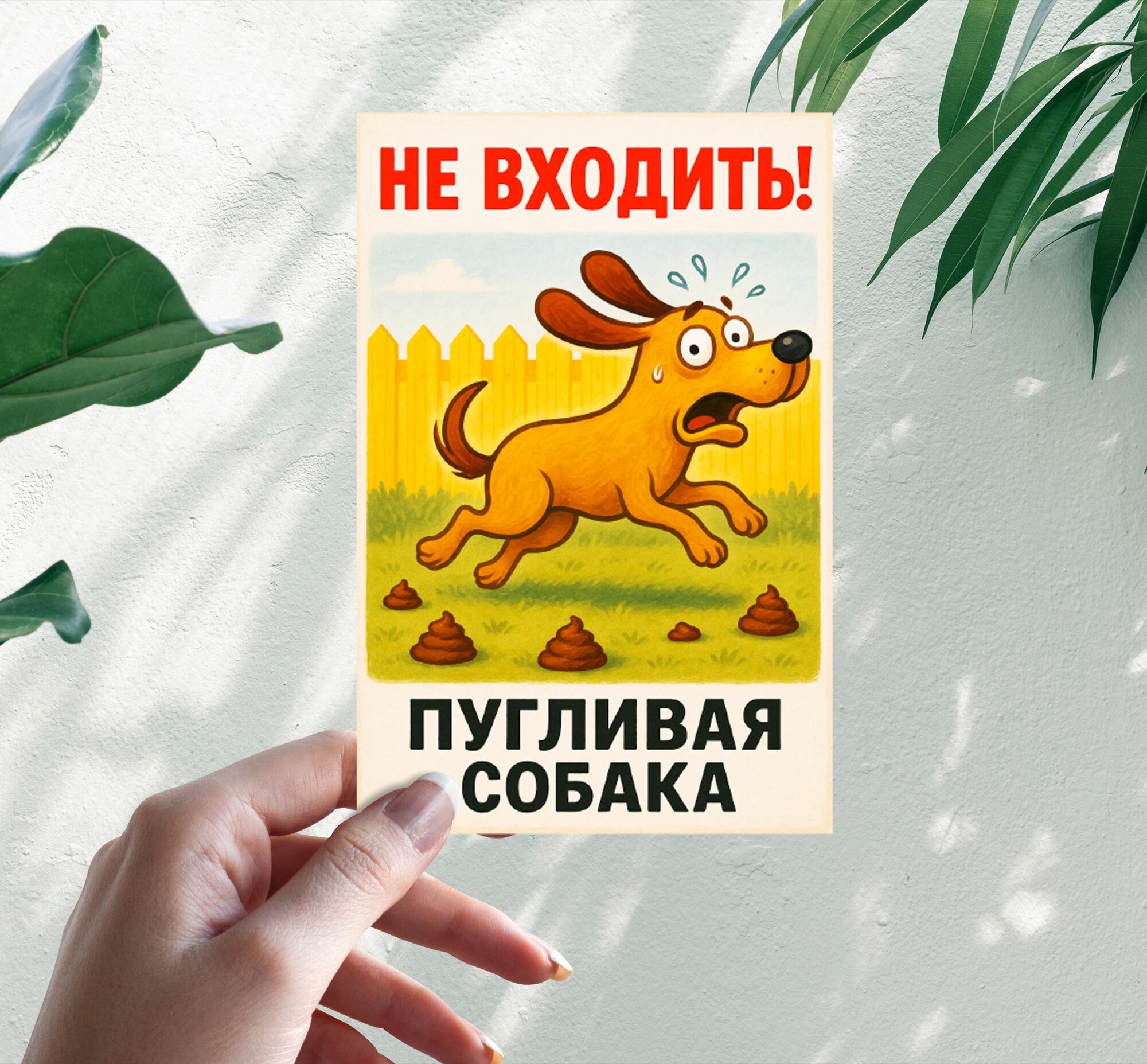 Наклейка Осторожно злая собака 20см
