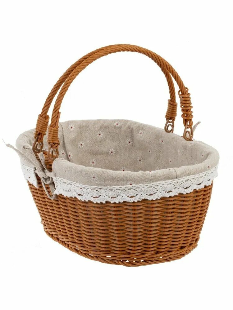 Корзина плетеная Jujubo1, полимерный материал, для пасхальных яиц, куличей и т. д, 35x25x14/30см