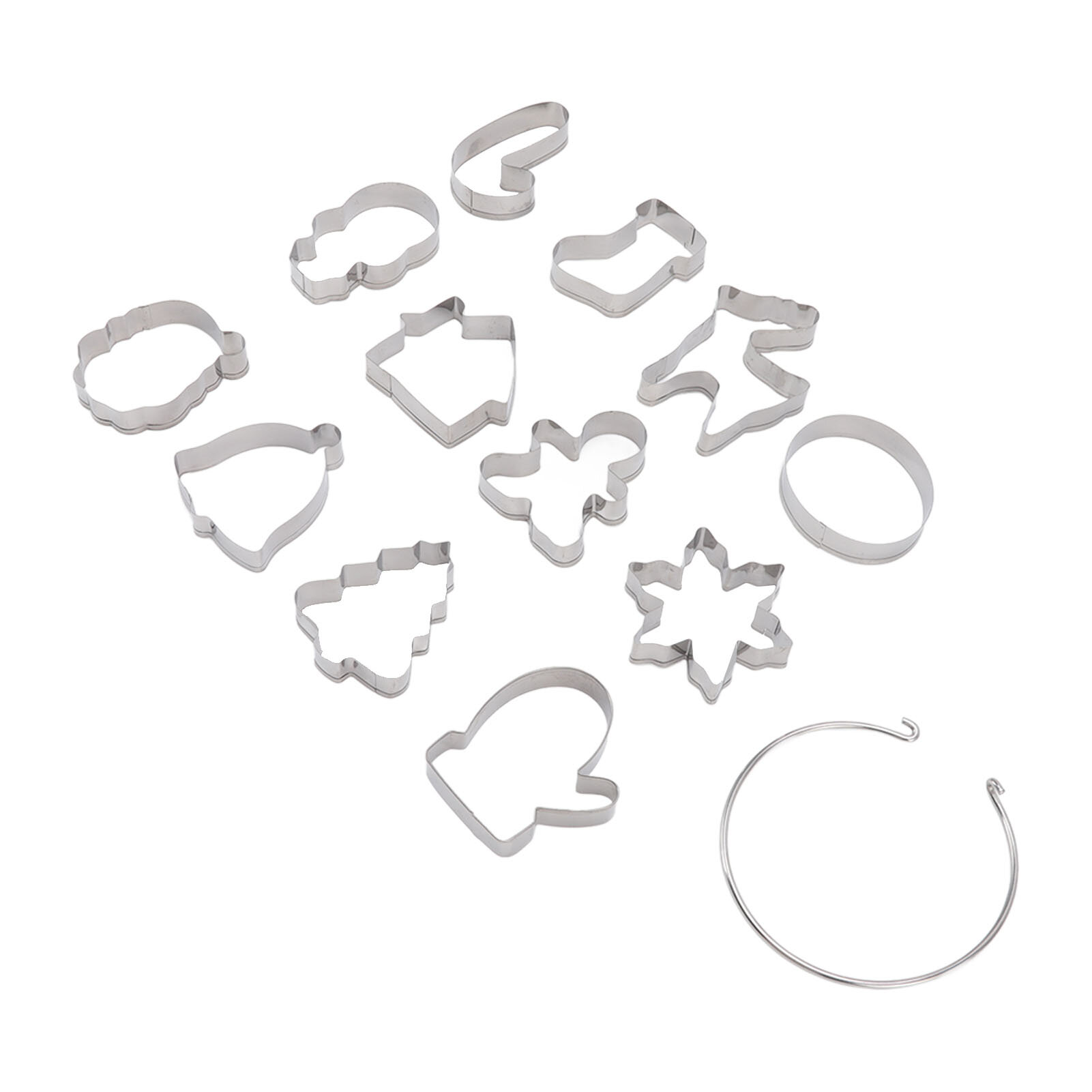 12 шт, рождественские формочки для печенья, рождественская тема, быстросъемные формочки для печенья из нержавеющей стали, серебро, с кольцами для хранения для торта