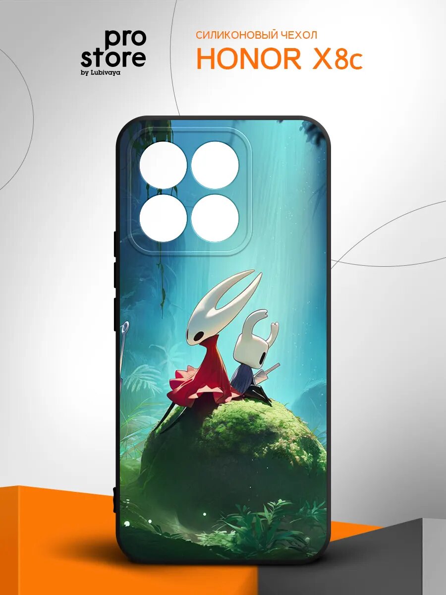 Чехол на Honor X8c / Хонор Х8с накладка, поддержка беспроводной зарядки , черный, с рисунком