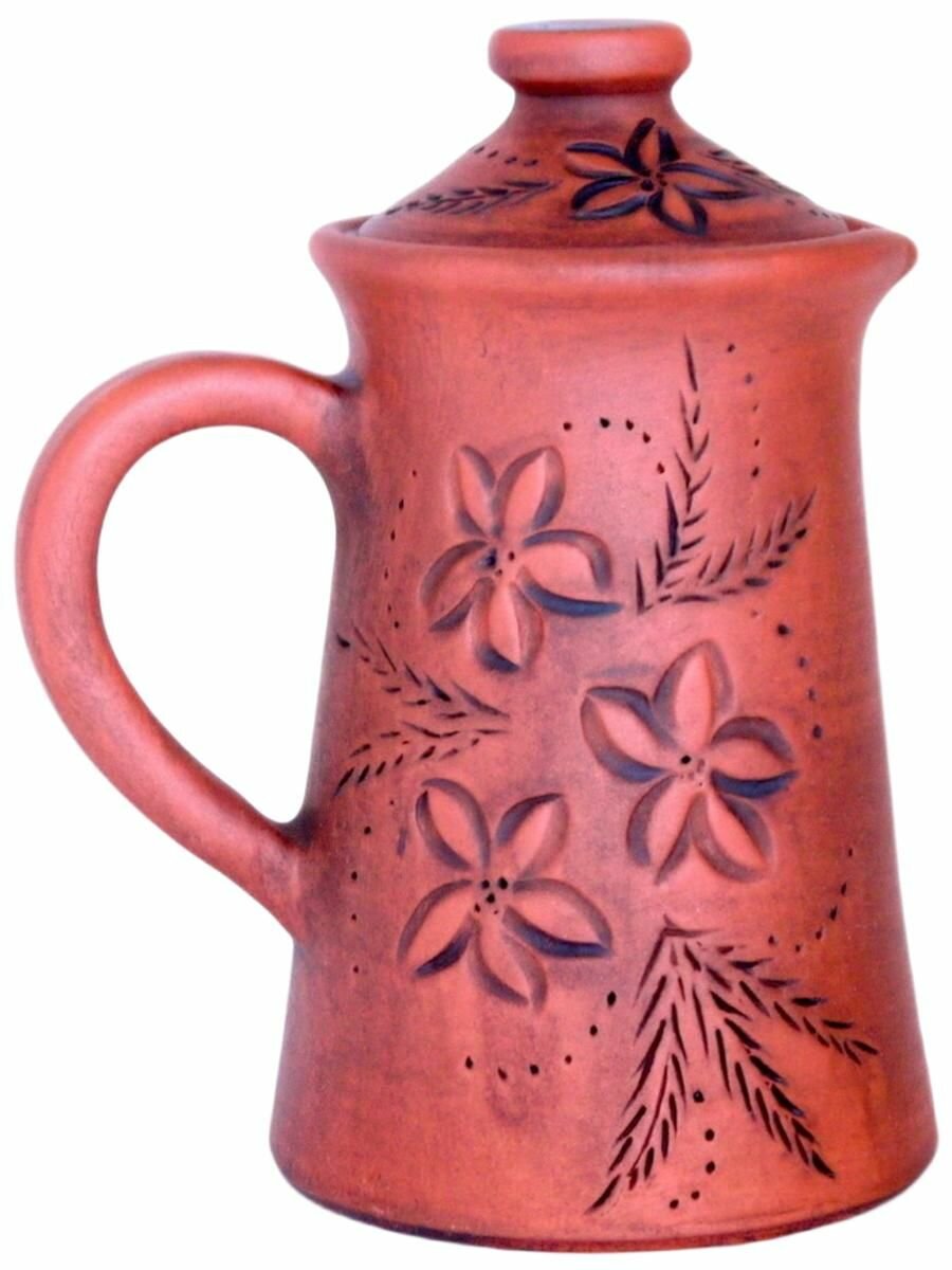 Чайник, "Травник прямые стенки + глазурь", заварочный, глина, керамика, ручная работа, 500 мл.