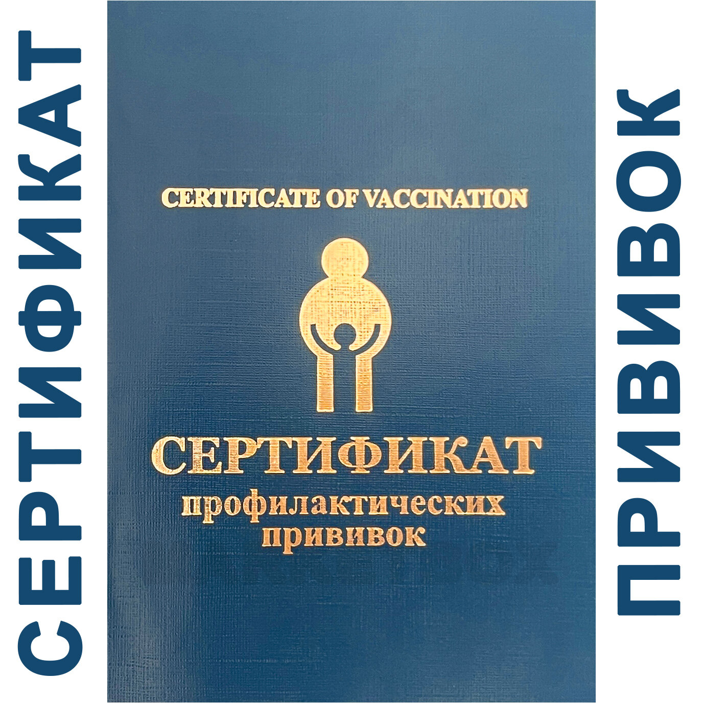 Сертификат прививок, сертификат о профилактических прививках, бланк 156/у-93, обложка синяя