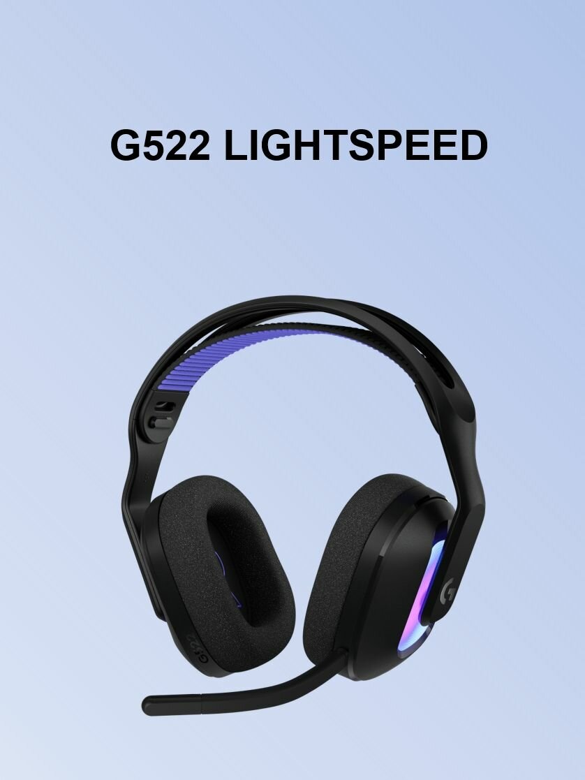 Игровая гарнитура Logitech G522, LIGHTSPEED, Bluetooth 5.3, время работы 90 ч, чёрная