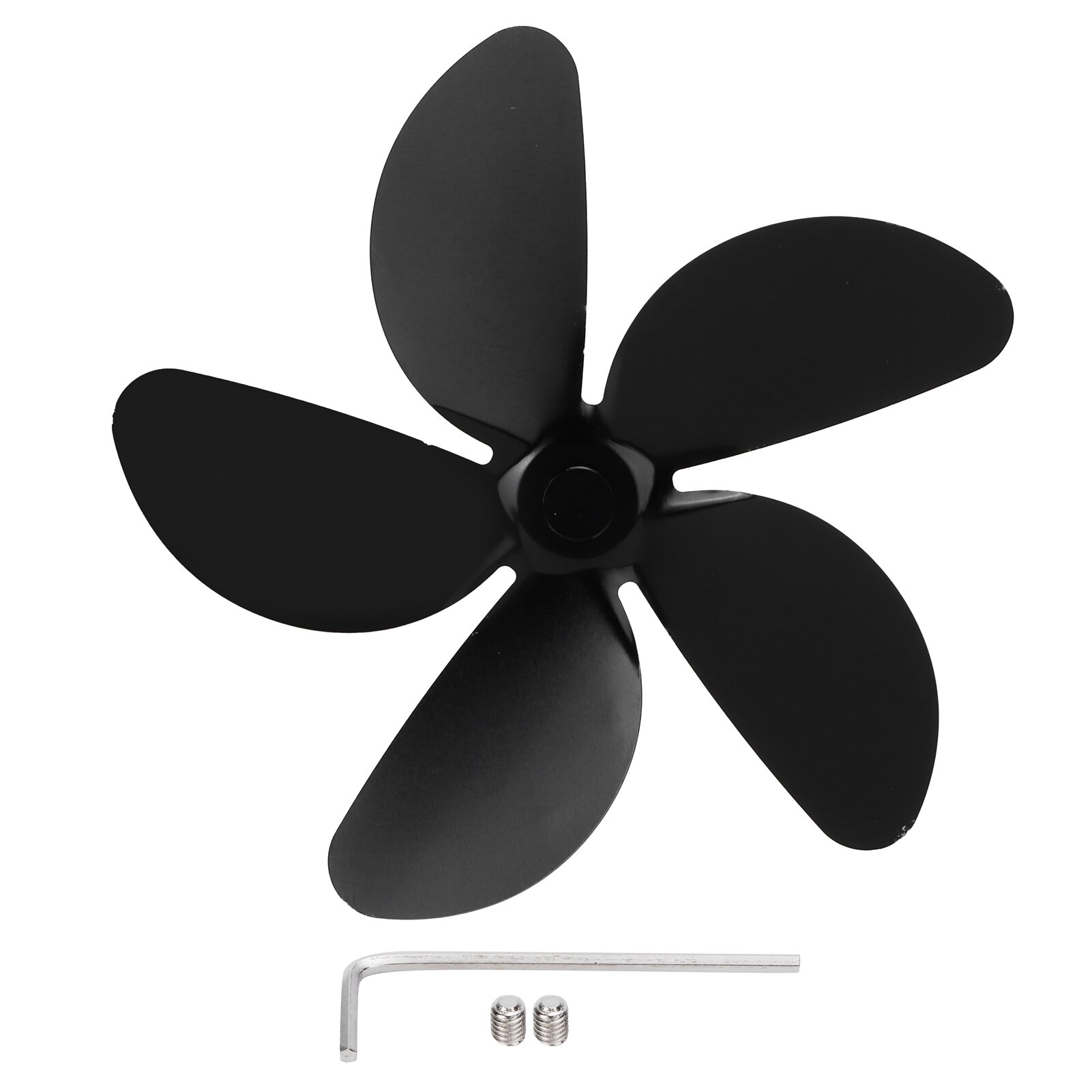 Лопасть вентилятора для камина Универсальный 5-лопастной вентилятор из алюминиевого сплава Аксессуар для теплового вентилятора Черный