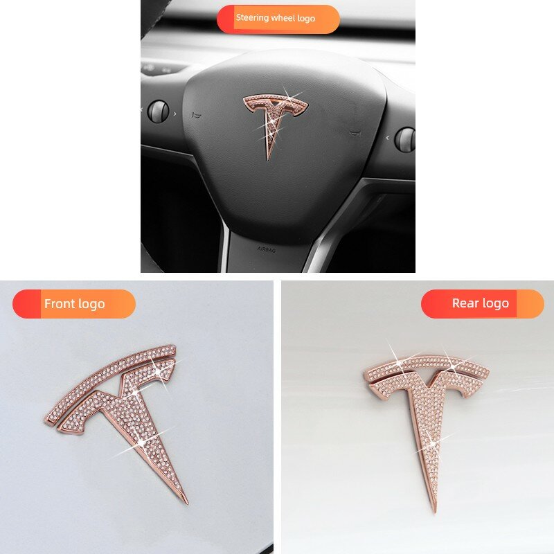 Подходит для модификации интерьера Tesla Model 3/Y, наклейки на руль, на дверные ручки, декоративные наклейки с