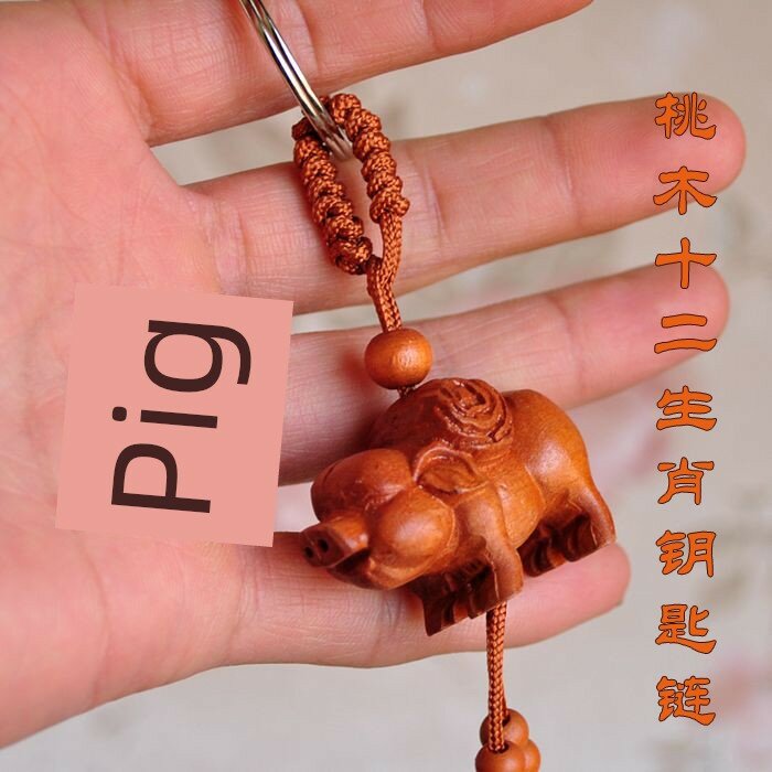 Персонализированные резные подвески из персикового дерева с изображением знаков зодиака: Крыса, Бык, Тигр, Кролик,