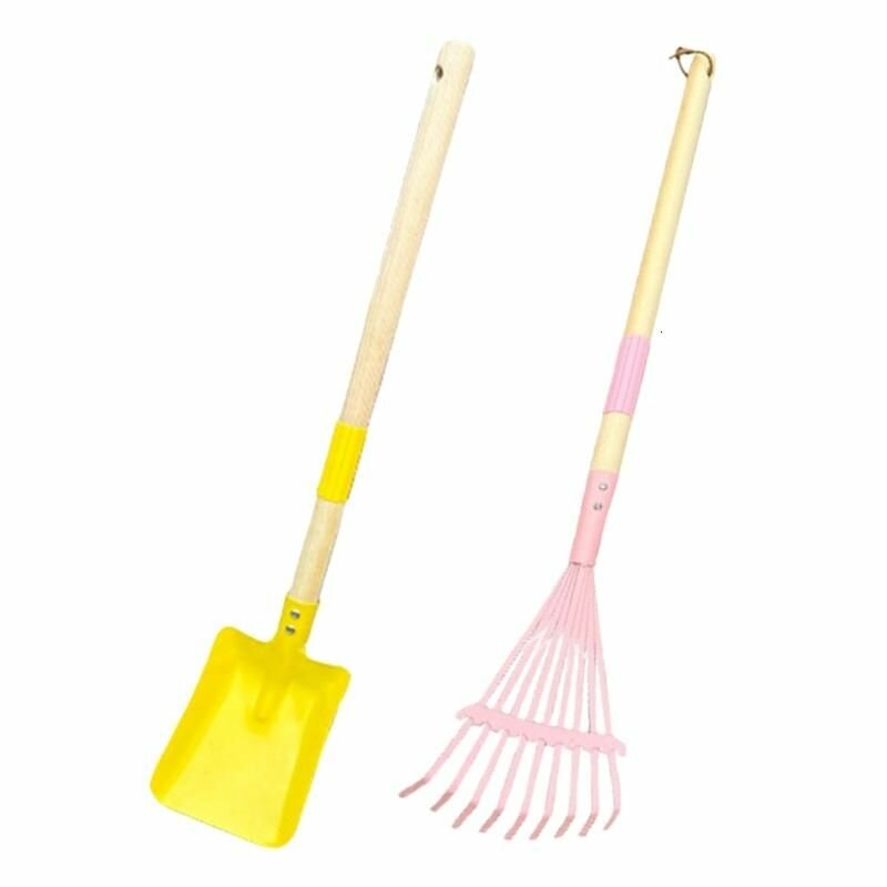 Детские деревянные грабли и лопата (2 шт.), - B