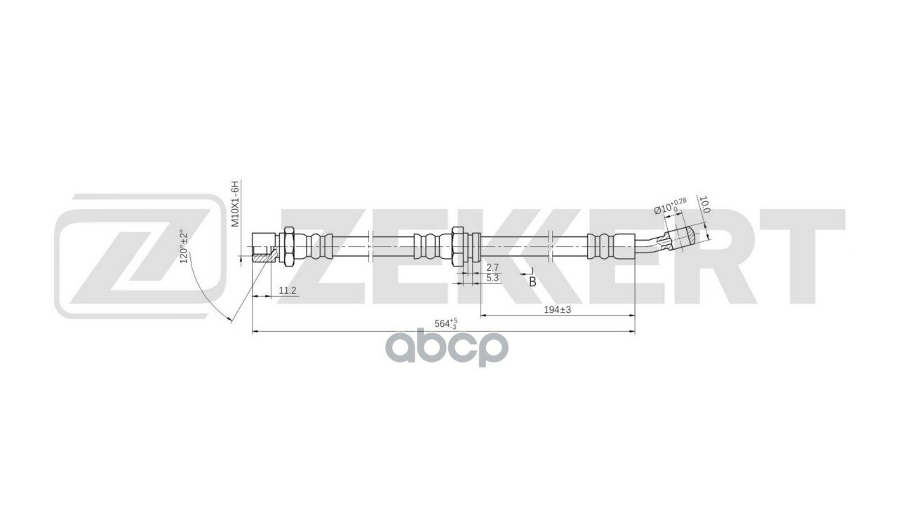 Шланг тормозной передний лев./прав. Chevrolet Evanda (V200) 05- Daewoo Evanda (KLAL) 02- Zekkert арт. bs-9567