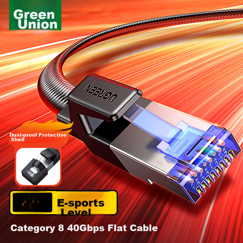 Lulian CAT8 Pure Copper Ethernet Cable, 10 Gigabit Shielded Network Connection Cable, ROG Gaming 8-Core Twisted Pair Cable, Home Computer Broadband Patch Cord, 3 Meters 80432