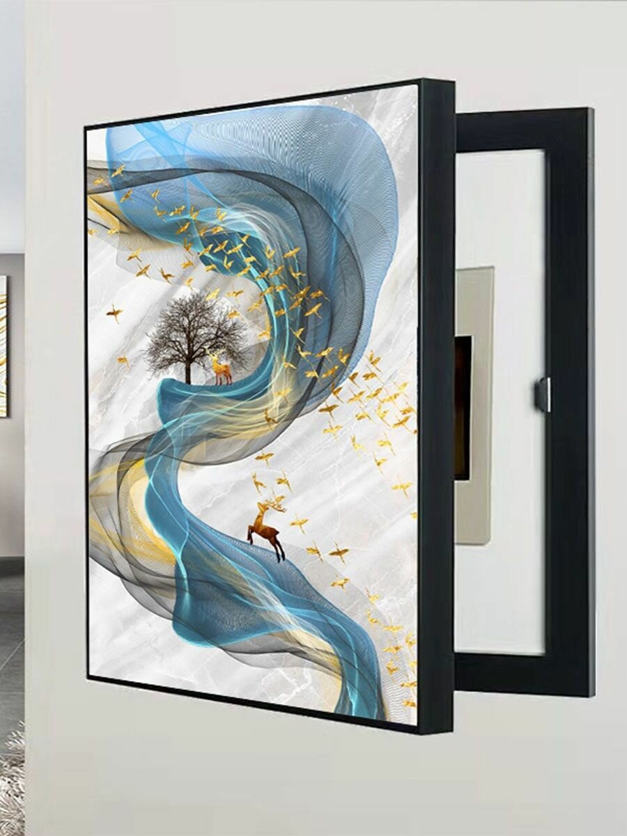 Декоративная роспись коробки для электросчетчика, 30x40 см, открывающаяся сбоку, без перфорации