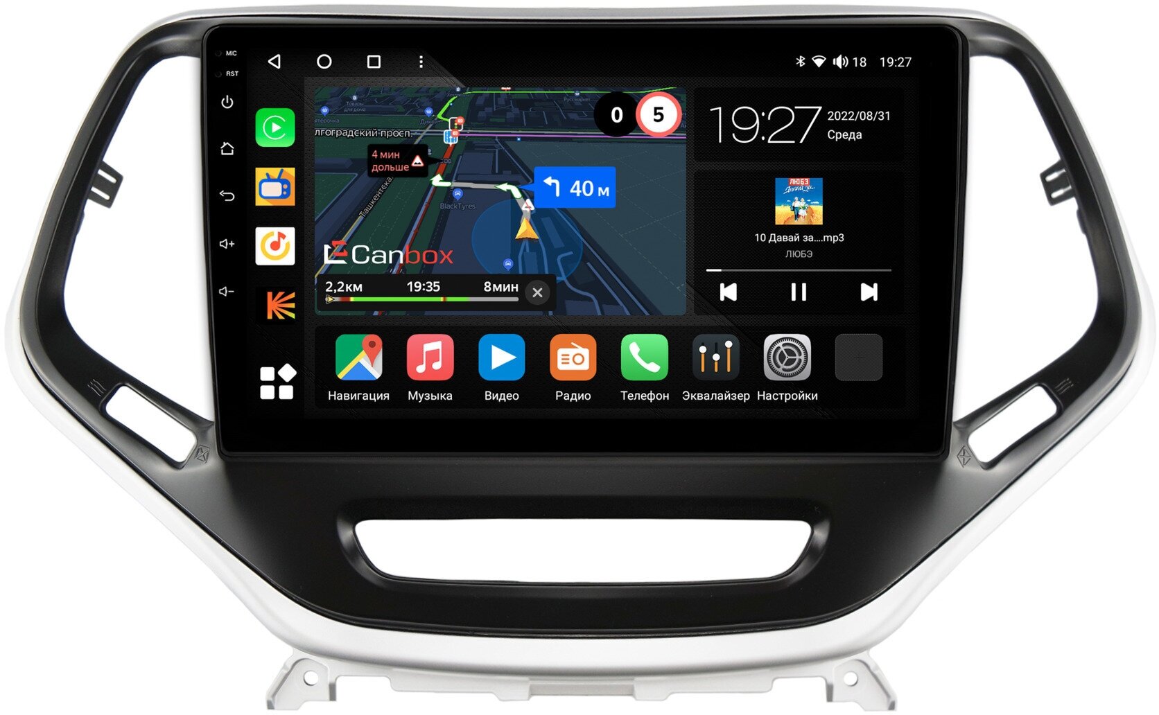 Штатная магнитола Jeep Cherokee 5 (KL) 2013-2024 Canbox M-Line 4543-10-811 на Android 10 (4G-SIM, 2/32, DSP, QLed)
