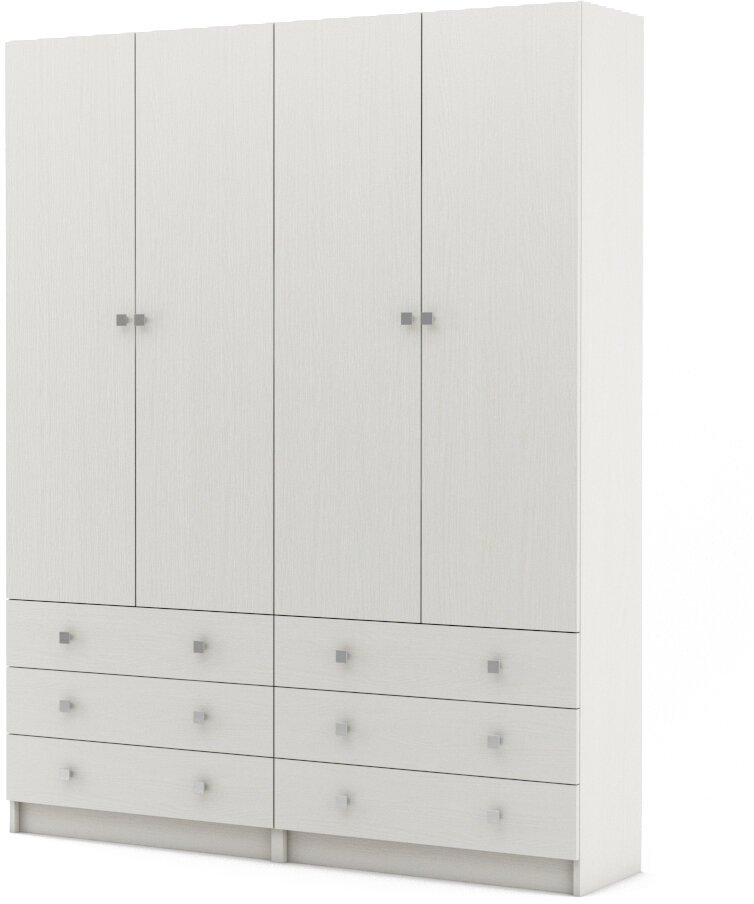 Шкаф для одежды распашной Бостон (Лондон) 19 Размер Ш*В*Г 160*203*38см бельевой/бельевой Цвет: Белый