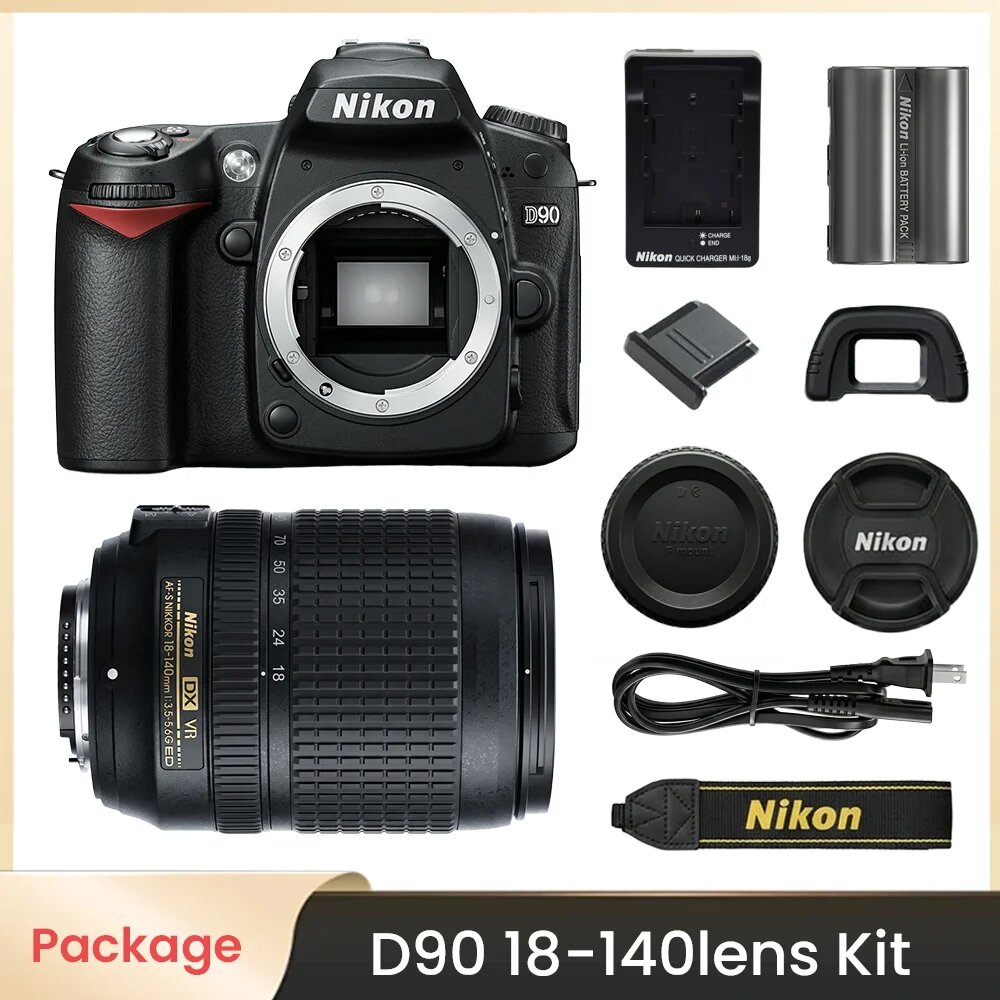 Цифровая зеркальная камера Nikon D90 With 128 GB, body 18-140 lens