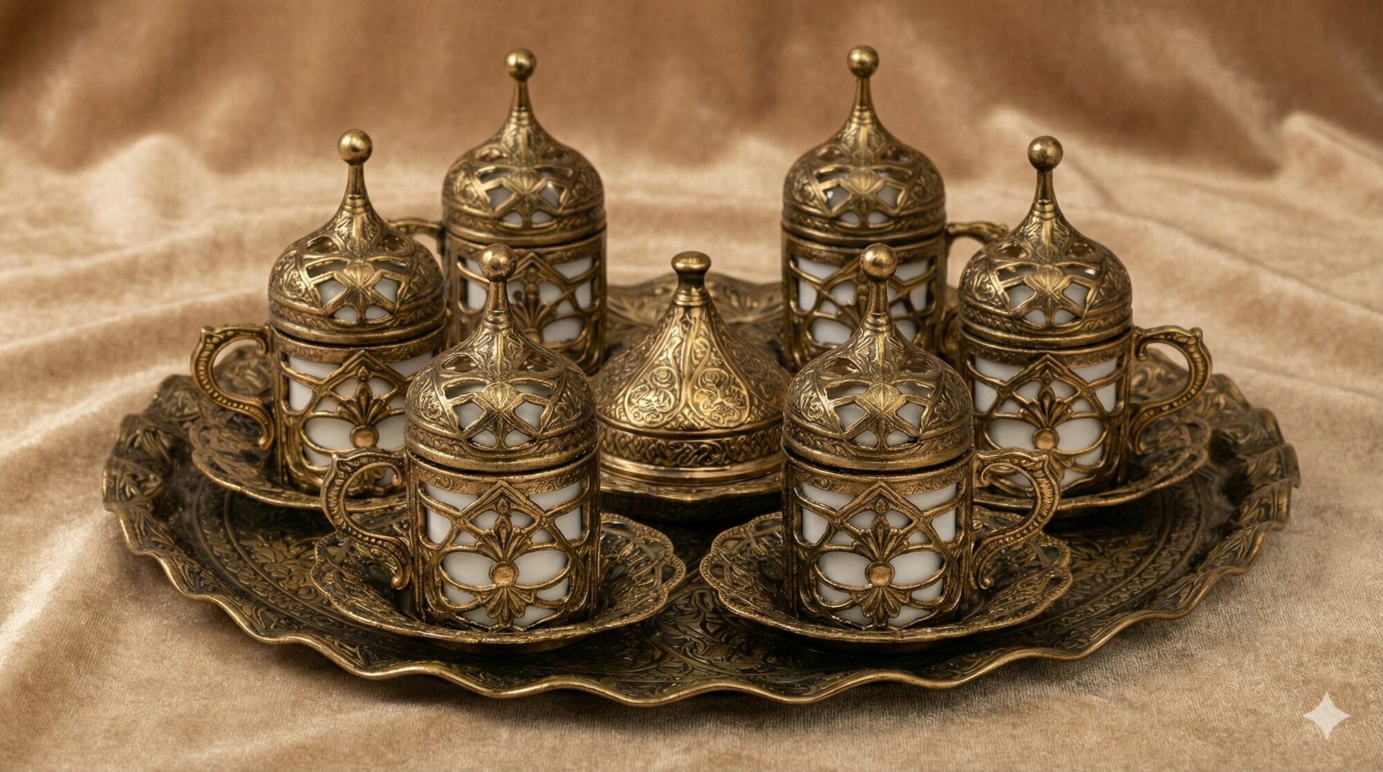 Сервиз кофейный, зеленое фарфоровое изделие для дома и сервировки, одна упаковка — фото 1