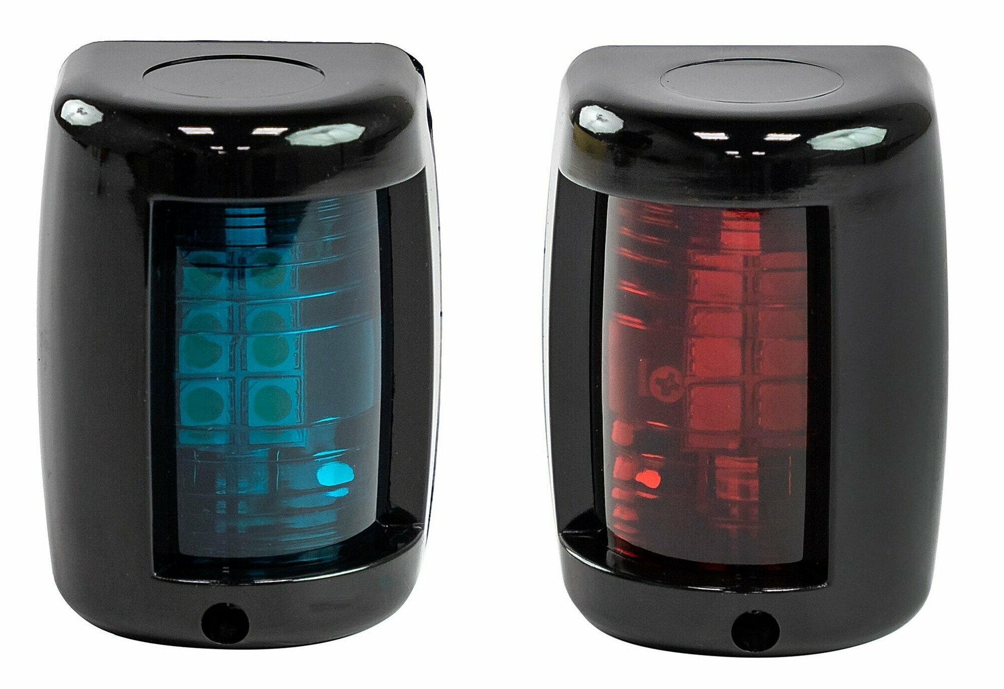 Огни навигационные бортовые, пара, красный/зеленый, светодиодные, черный корпус, вертикальный монтаж, 12В, AAA