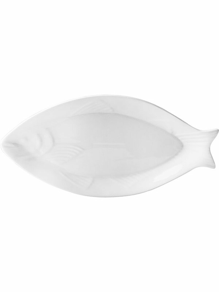 Блюдо для рыбы "Кунстверк"; фарфор; H-31, L-335, B-164 мм; белый