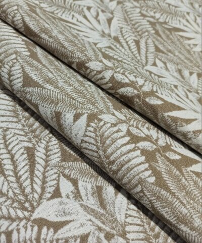 Ткань для штор, мебели и покрывал Осло цвет 56, листья папоротника жаккард