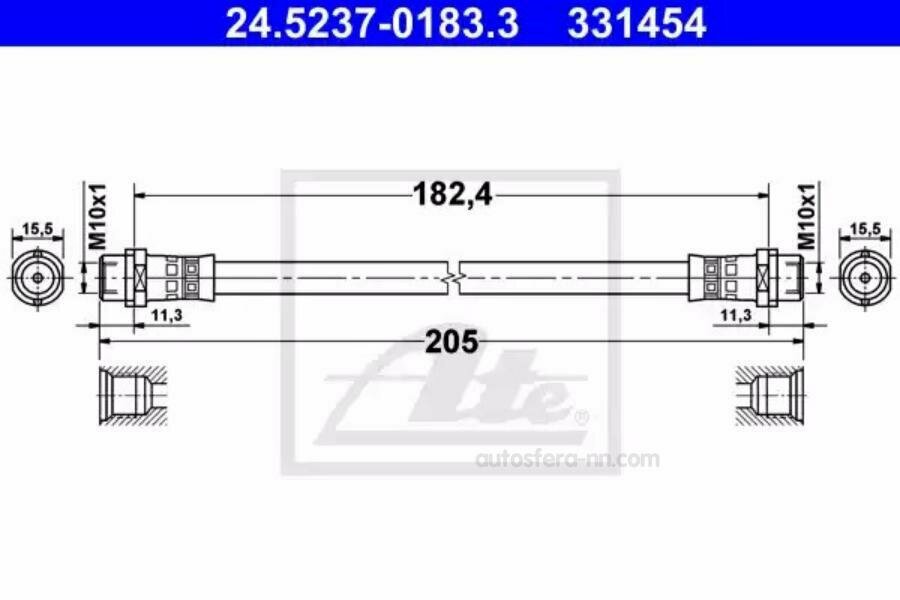 ATE 24523701833 Тормозной шланг задний [180mm]
