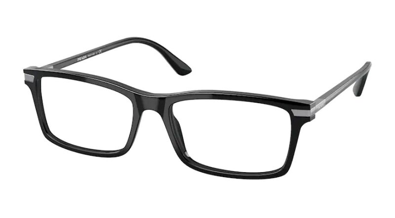 Оправа для очков Prada VPR 03Y 1AB-1O1 , пластик, прямоугольная, с футляром и салфеткой