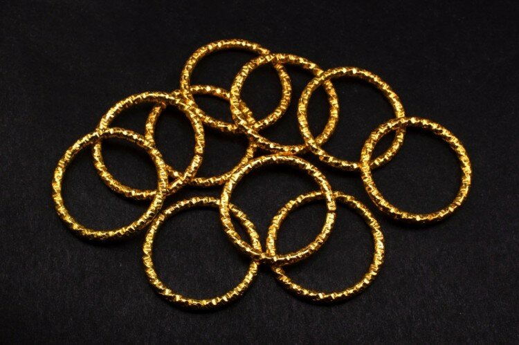 Кольца соединительные 20х2мм, разъемные, граненные, цвет золото, железо, 13-098, 10шт