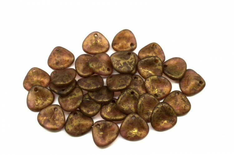 Бусины Rose Petal beads 8мм, отверстие 0,5мм, цвет 70120/84100/15696 дымчатый топаз/золото матовый, 734-012, около 10г (около 50шт)