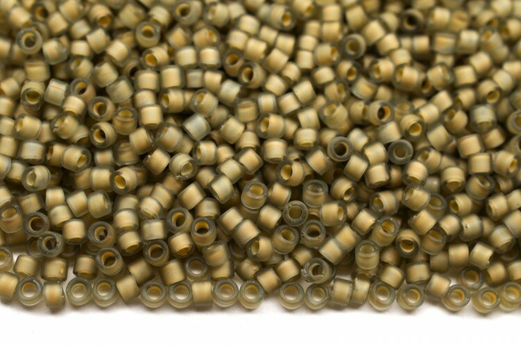 Бисер японский TOHO Treasure цилиндрический 11/0 #0369F черный алмаз/апельсиновый крем матовый, окрашенный изнутри, 5 грамм