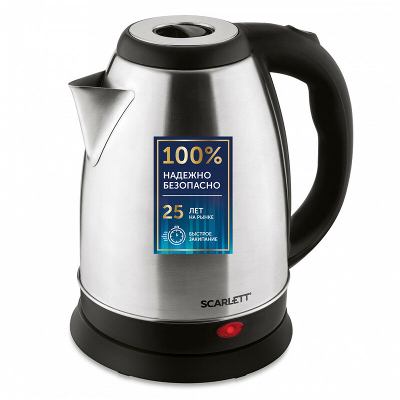 Чайник электрический Scarlett SC-EK21S51, 1,8л, 1600Вт, нержавеющая сталь, 344399