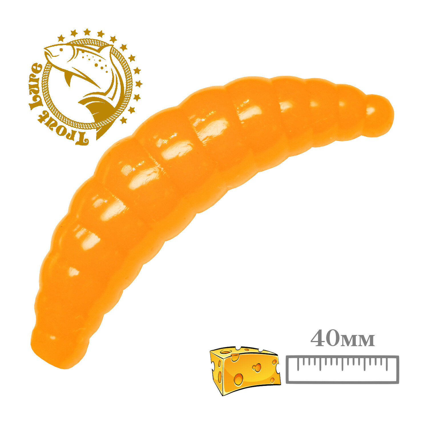 Силикон TROUT LURE (SANSAN) в банке, MAGGOT 40, СЫР, COL. 2 (Orange), (10шт)