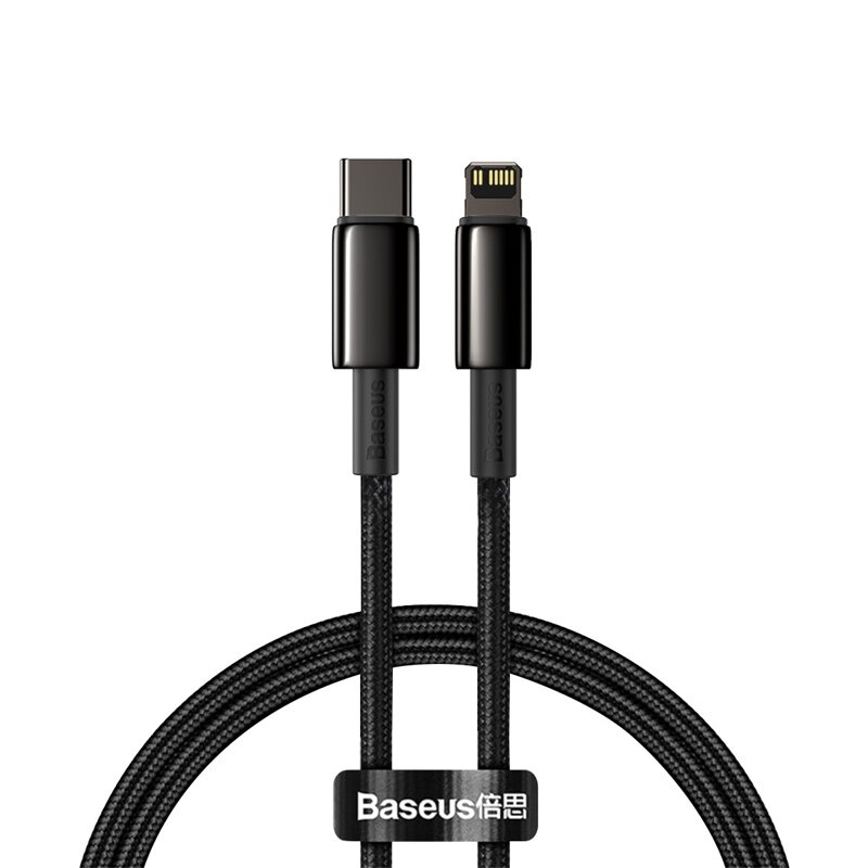 Кабель Baseus Tungsten Gold Fast Charging Data Cable USB Type-C - Lightning PD 20W 1m Чёрный (CATLWJ-01)