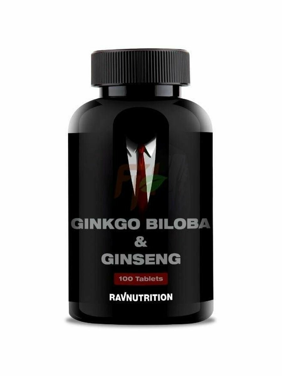 Пищевые добавки RAVNUTRITION Гинкго Билоба и Женьшень, антиоксидантный эффект, 100 шт.