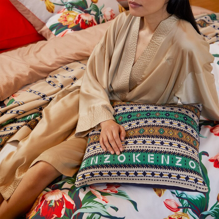 Декоративная подушка Kenzo Норвежский узор (Fairisle) Зеленый (Vert) 45x45 см