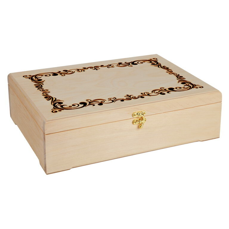 Шкатулка для декупажа, росписи, выжигания 29*22*10 с резной крышкой с закруглениями.