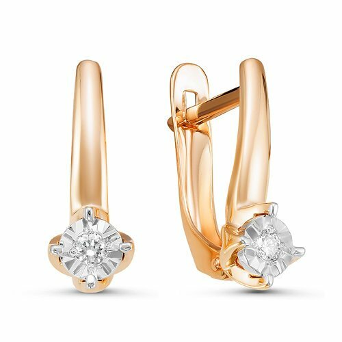 Серьги, золото, 585 проба, бриллиант