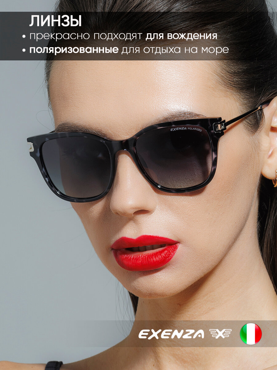 Солнцезащитные очки Exenza, черный, серый, золотой — фото 1