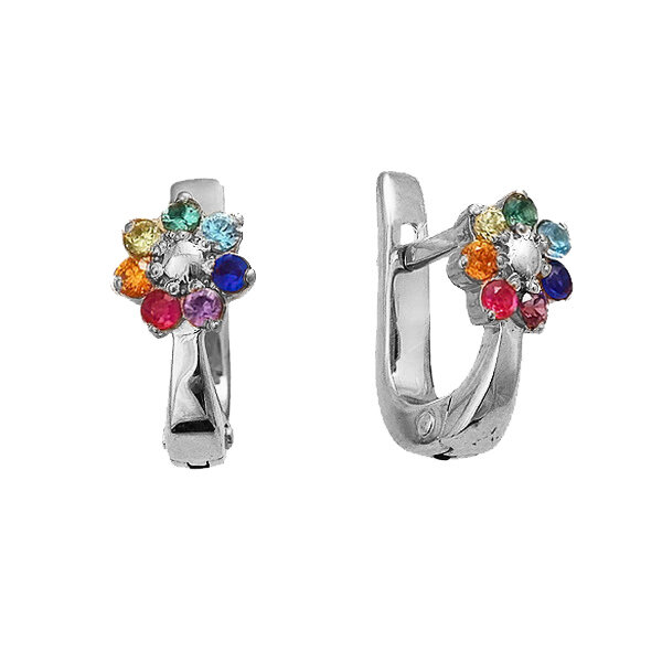 Серьги, серебро, 925 проба, родирование, фианит