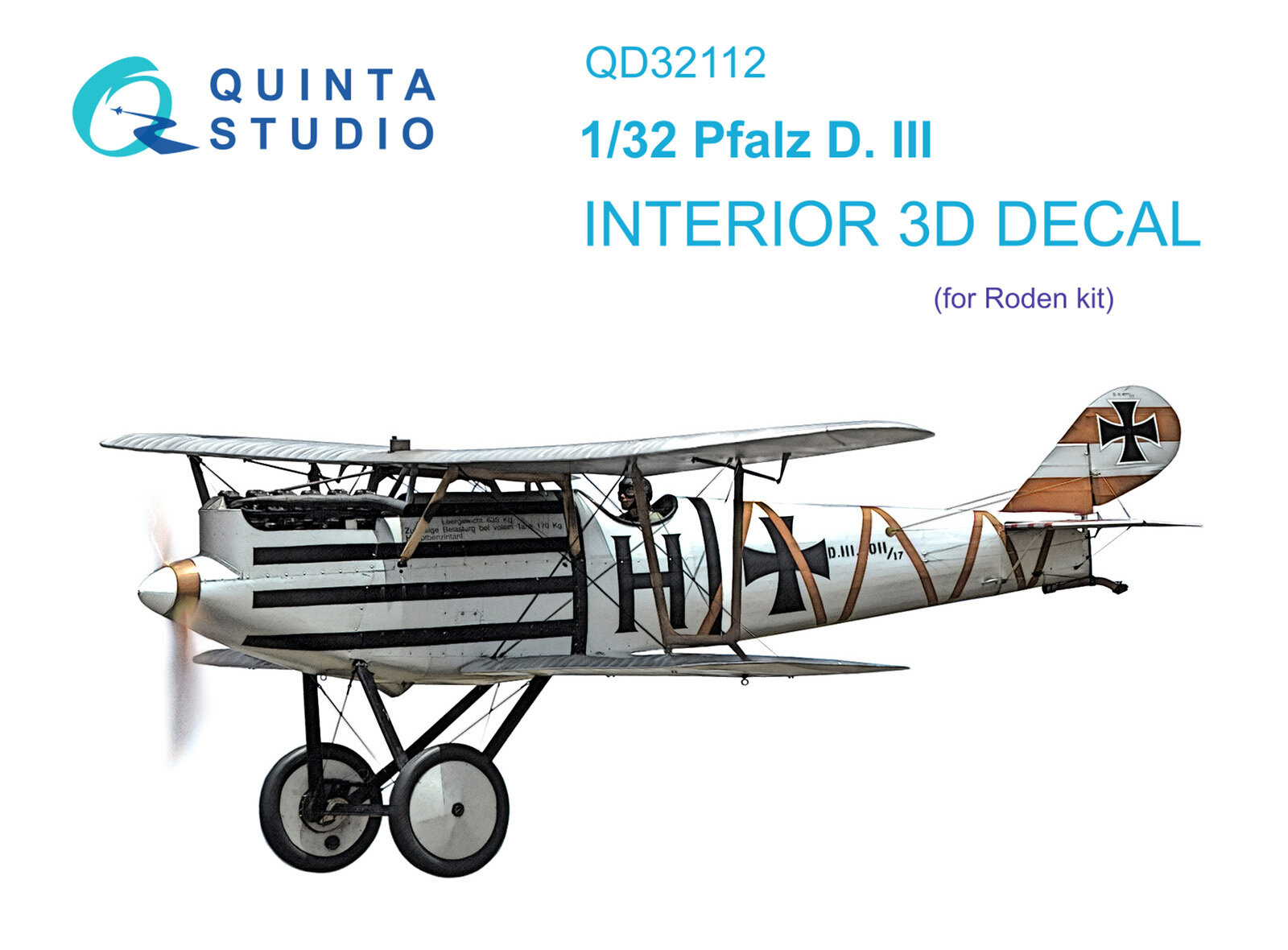 QD32112 3D Декаль интерьера кабины Pfalz D.III (Roden)