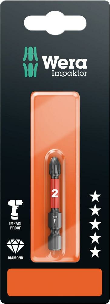 851/4 IMP DC Impaktor PH SB бита ударная, алмаз, 1/4" E6.3, PH 2 x 50 мм Wera WE-073956