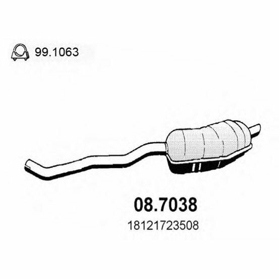 Глушитель выхлопных газов конечный, ASSO 08.7038 (1 шт.)
