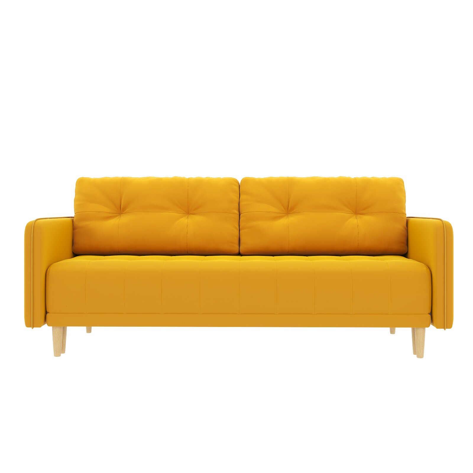 Диван-кровать Тадеуш в желтый велюре К43 с механизмом пантограф