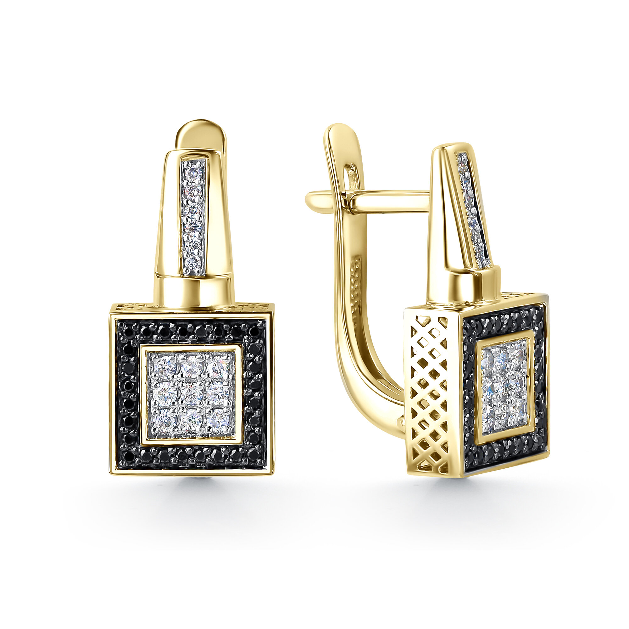 Серьги Diamant online, желтое золото, 585 проба, бриллиант