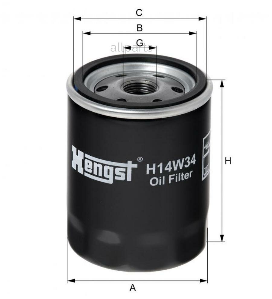 HENGST FILTER H14W34 Фильтр масл. FORD 1.6-2.3L SCORPIO, SIERRA, TRANSIT/VOLGA 406