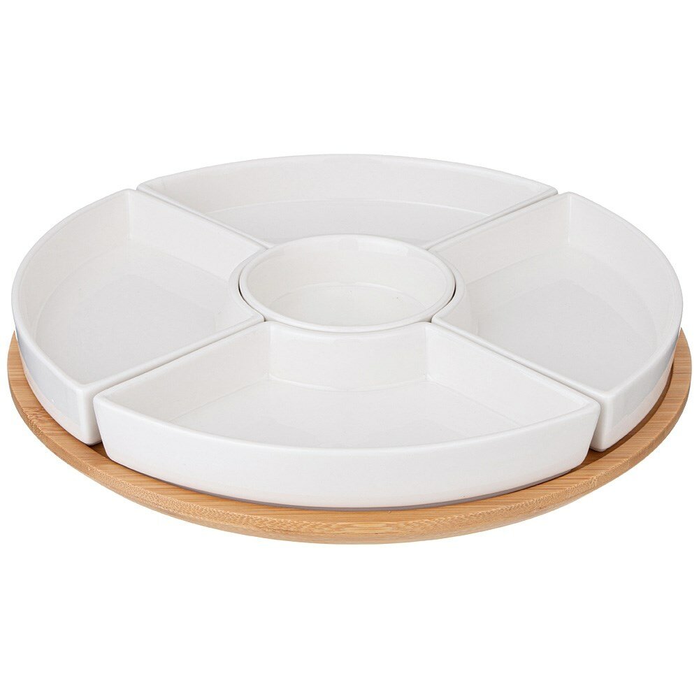 Менажница lefard "Native" 5 секций на дерев. подставке 28*5,6 см