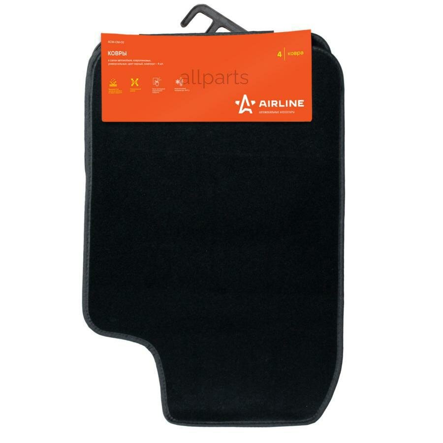 AIRLINE ACMCM05 Ковры ковролиновые в салон автомобиля универсальные, комплект из 4х ковров