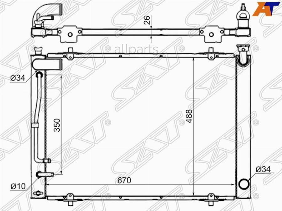 SAT TY0030-ANH10 Радиатор Toyota Alphard (H10) 02-08