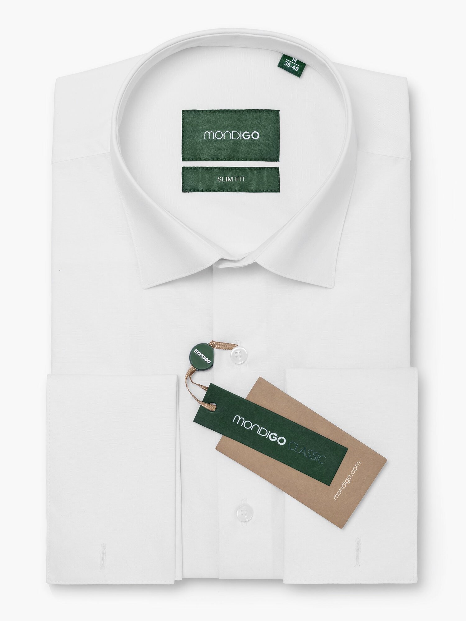 Рубашка под запонки приталенная SLIM FIT с длинным рукавом