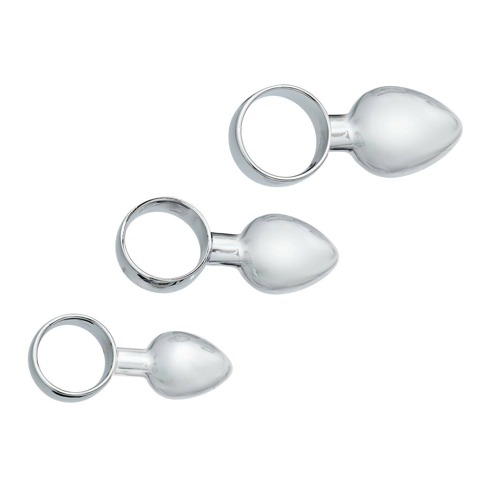 Анальная пробка с кольцом, набор 3 штуки, d=17;20;23 мм