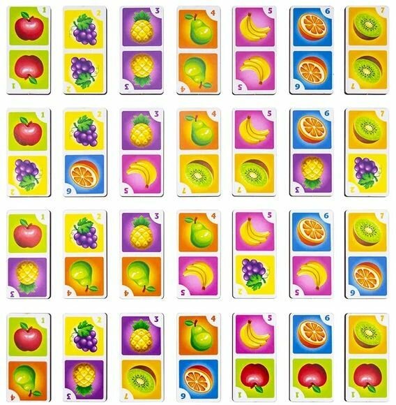 Детская настольная игра "Домино. Сочные фрукты" с картинками, развивающая игра, набор из 28 карточек-фишек