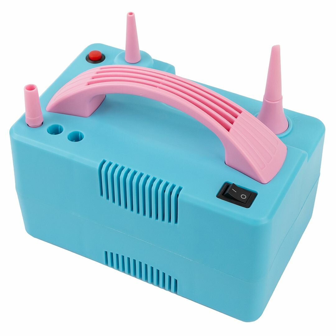 Компрессор воздушных шаров Дон Баллон 2 в 1, 35/500 Вт голубой, Розовый