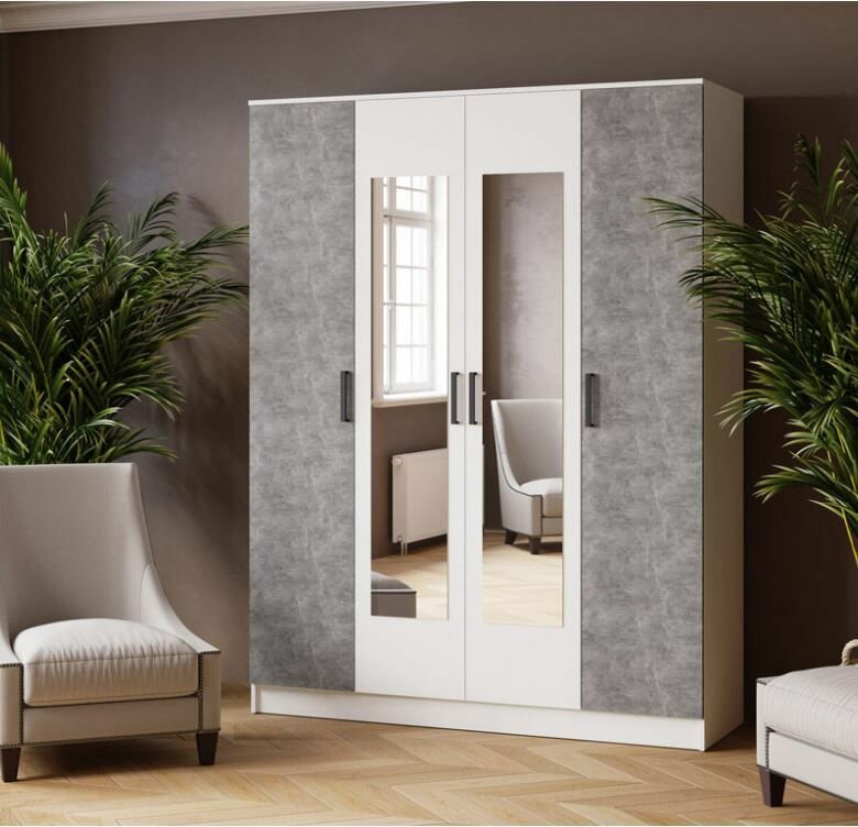 Шкаф Микон Ларс, для спальни, гостиной, прихожей, белый/ателье светлое, 160х210х51 см